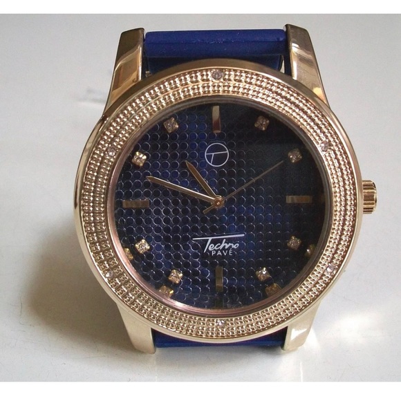 Techno Pave | Accessories | Mens Techno Pave Bluegold Finish Silicone ...